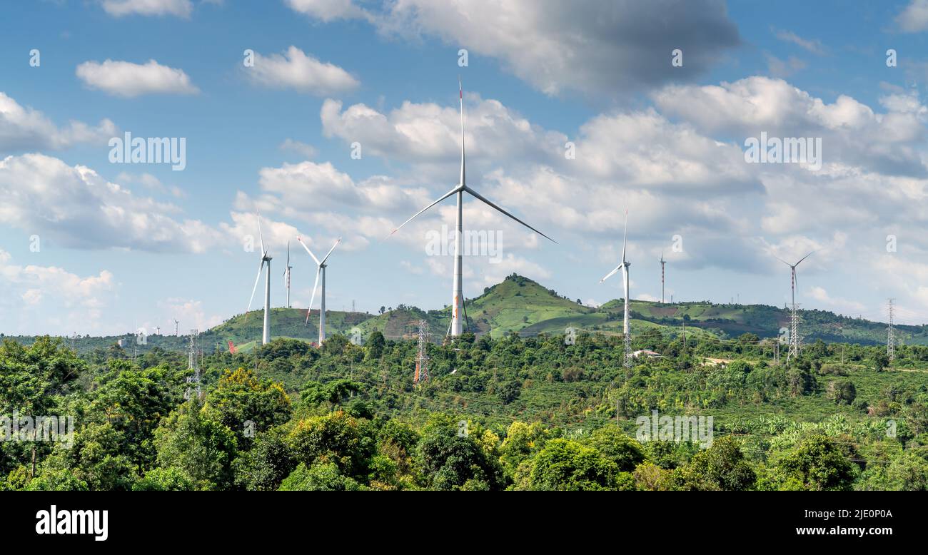 View of wind power plant in Dak Nong province, Vietnam Stock Photo - Alamy