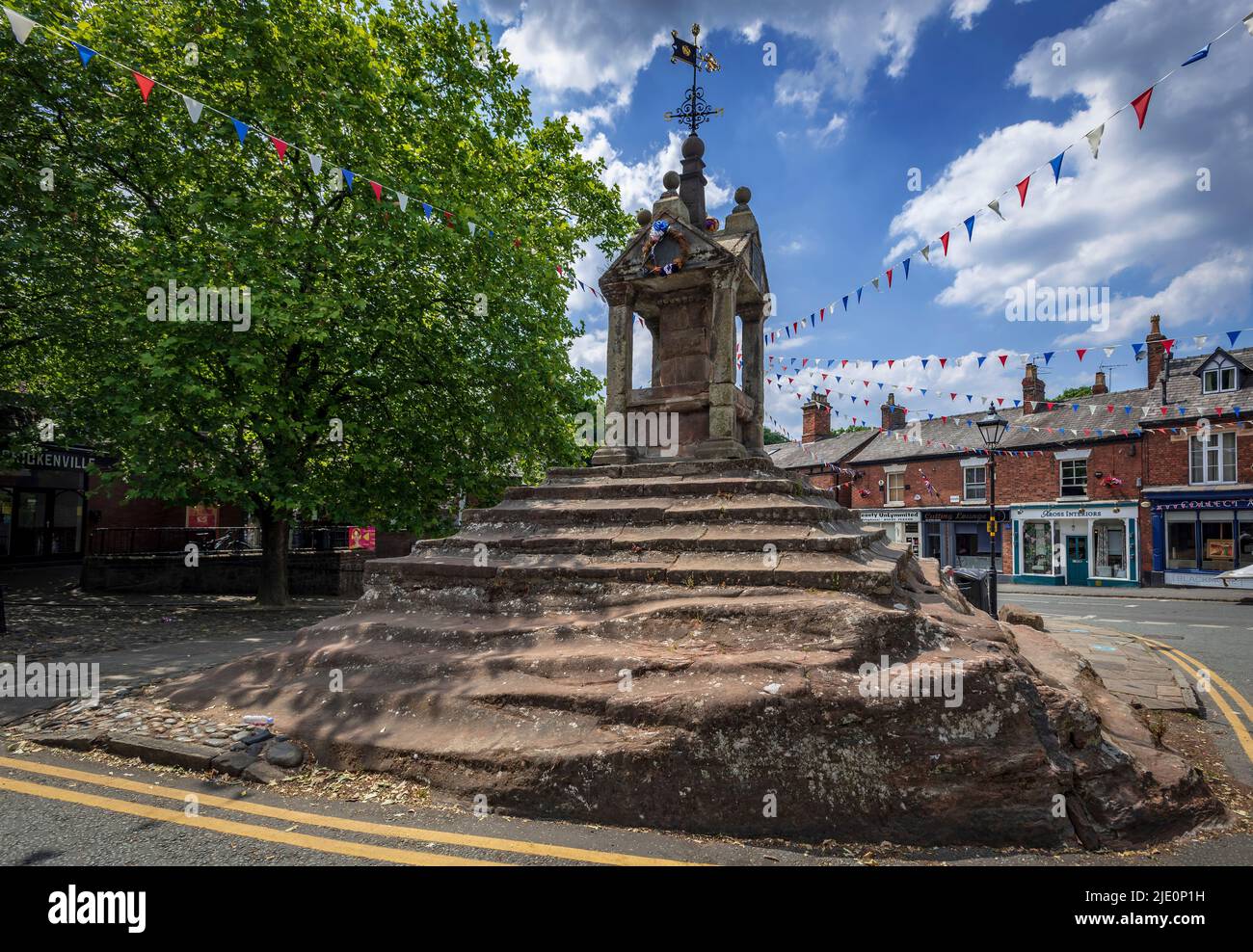 Lymm Cross in the centre of the village of Lymm, Warrington, Cheshire ...