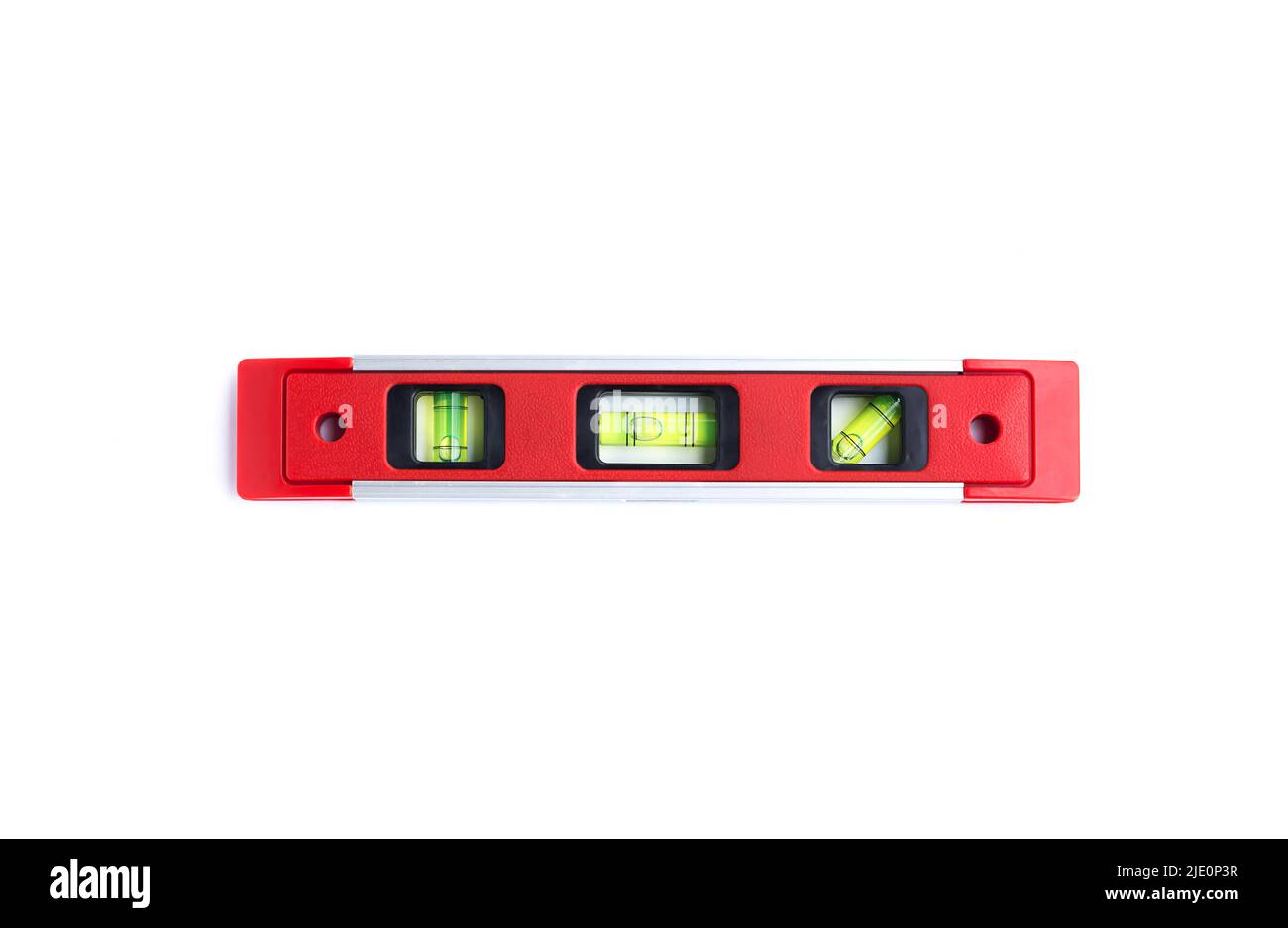 Tubular spirit level on a white background. top view Stock Photo - Alamy