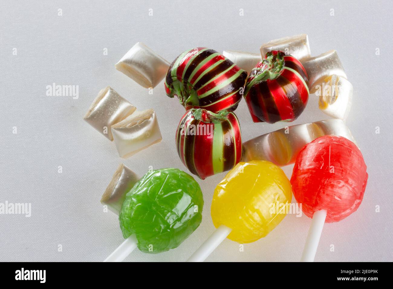 Colorful striped candies. Akide Sekeri. Lollipop Stock Photo - Alamy