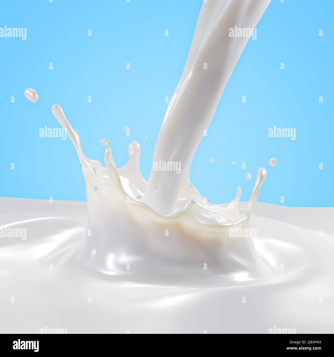 3D Rendering of Isolated Liquid Milk Splash with Swirling Ripple Stock ...