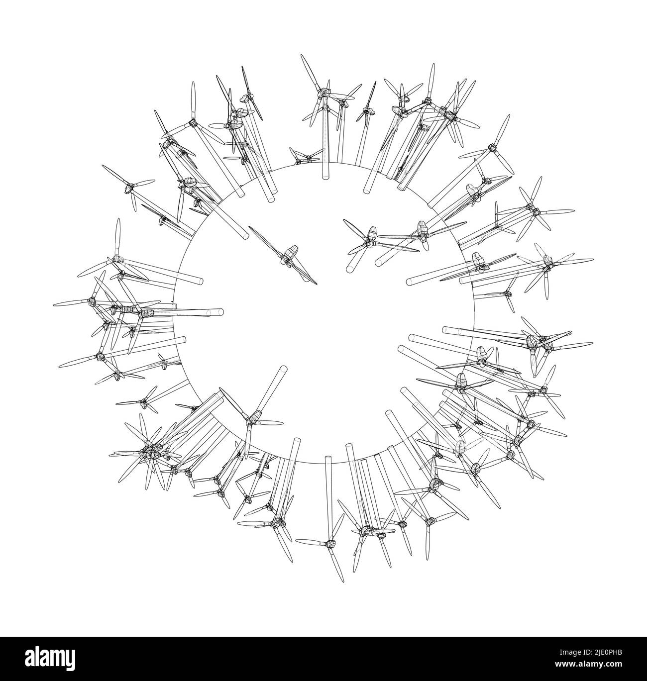 Electric wind turbines on round planet. Vector Stock Vector Image & Art ...