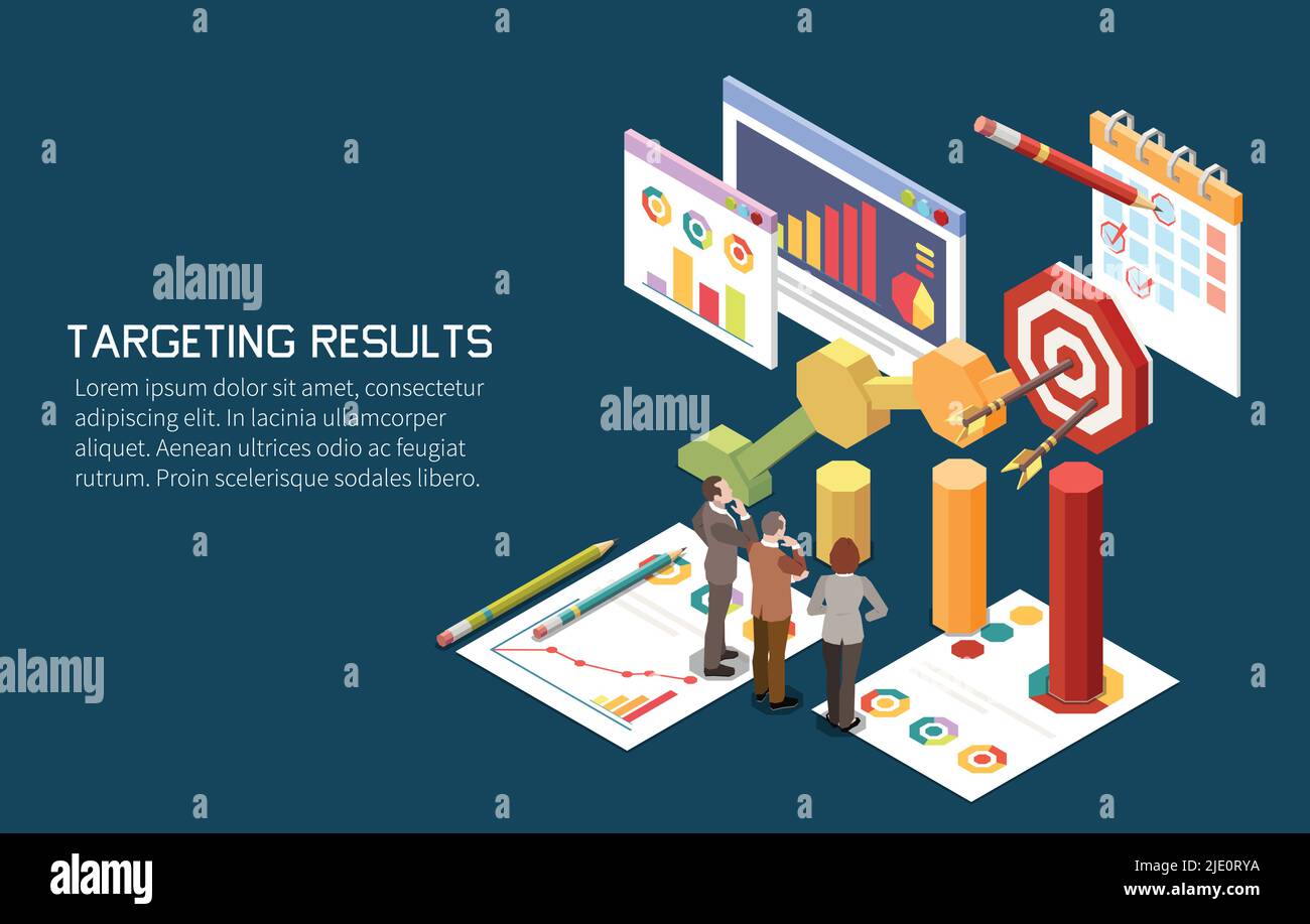 Marketing strategy concept isometric background with human characters ...