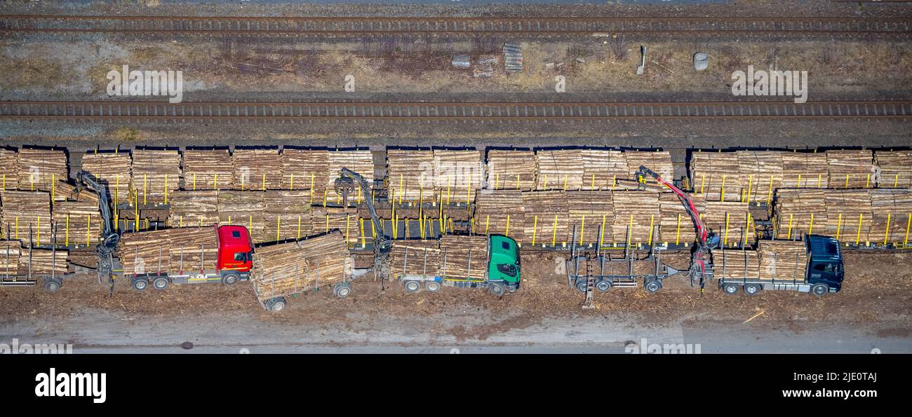Aerial view, wood loading station Branddirektor-Kraemer-Straße ...