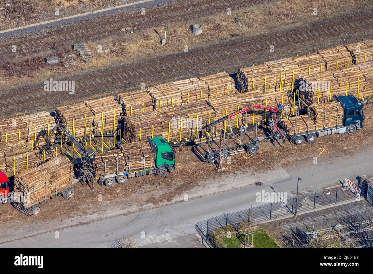 Aerial view, wood loading station Branddirektor-Kraemer-Straße ...
