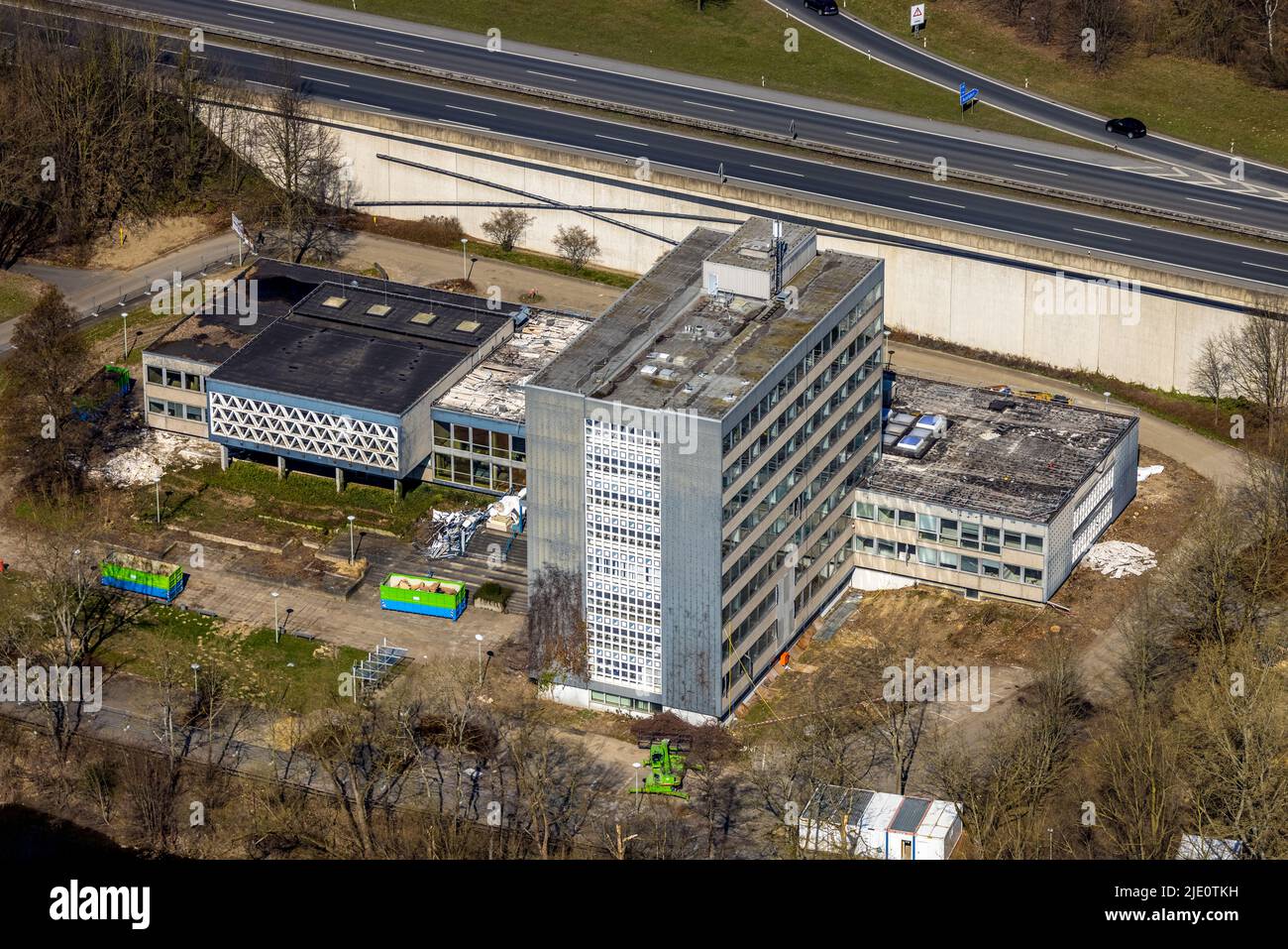 Aerial view, town hall redevelopment in Neheim, Arnsberg, Sauerland ...