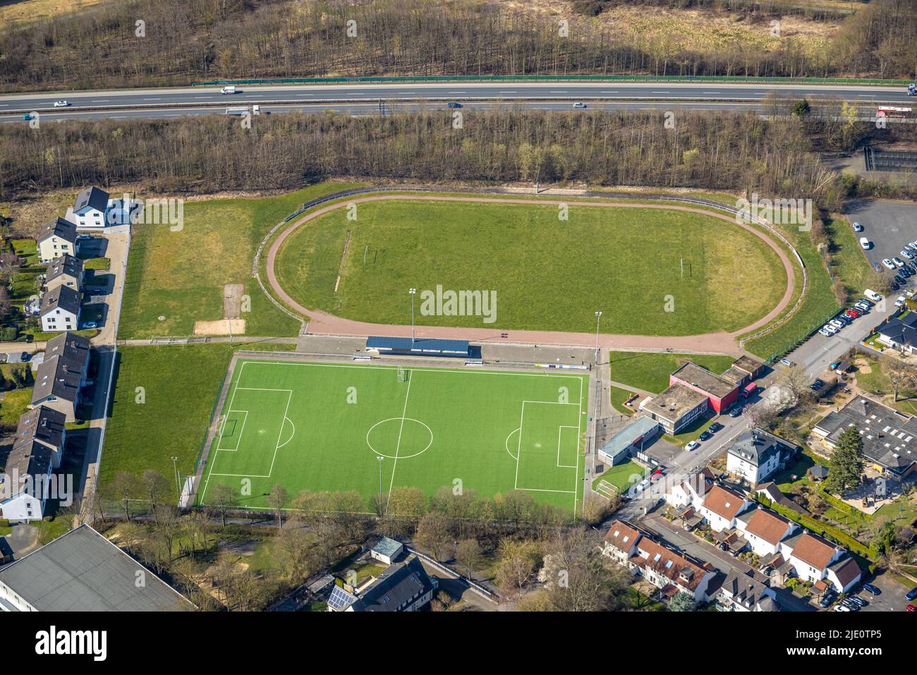 Aerial view, sports field Binnerfeld-Stadion SC Neheim, Neheim ...
