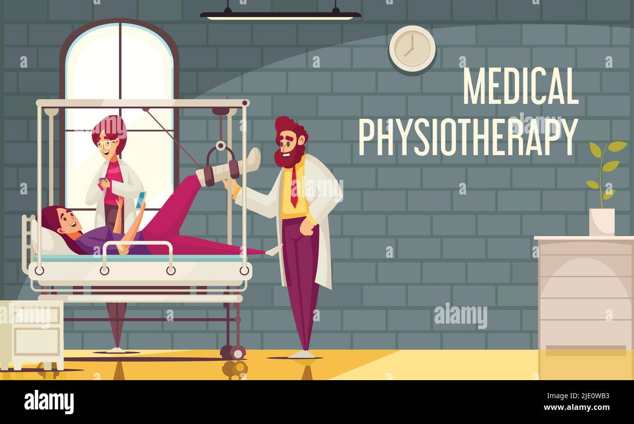 Physiotherapy Rehabilitation Composition With Indoor View Of Clinic