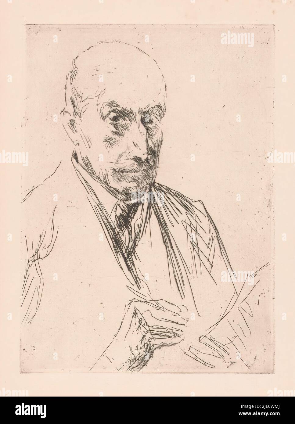 Self-portrait of Max Liebermann, drawing pen in hand., print maker: Max ...