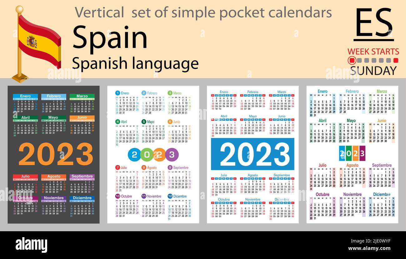 Spanish vertical pocket calendar for 2023 (two thousand twenty three ...