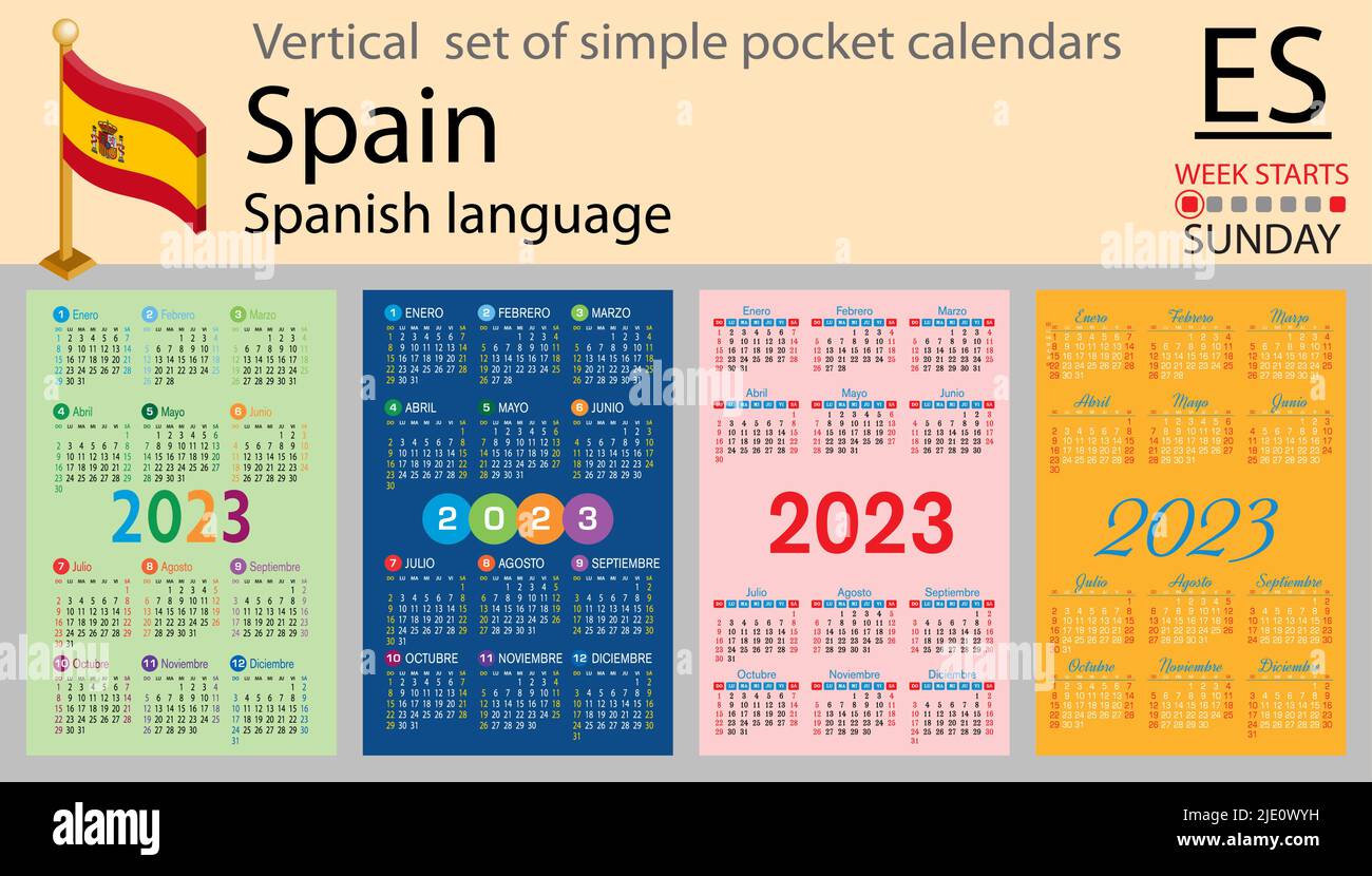 Spanish vertical pocket calendar for 2023 (two thousand twenty three ...