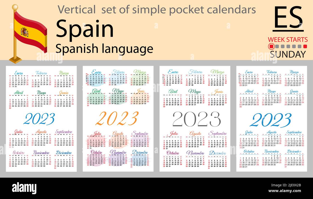 Spanish vertical pocket calendar for 2023 (two thousand twenty three ...