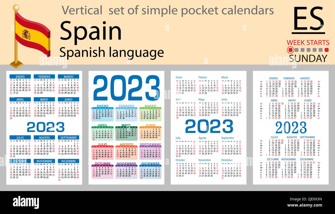 Spanish vertical pocket calendar for 2023 (two thousand twenty three ...