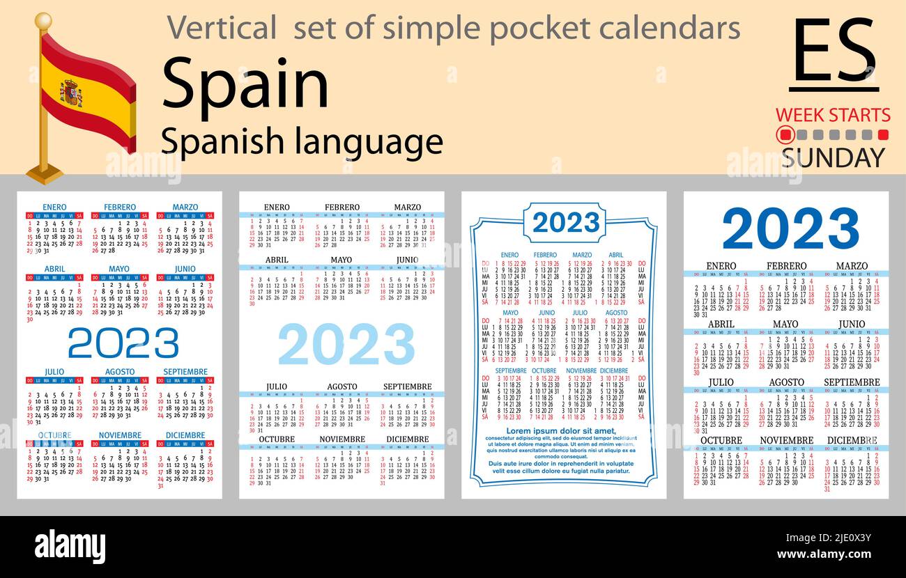 Spanish vertical pocket calendar for 2023 (two thousand twenty three ...