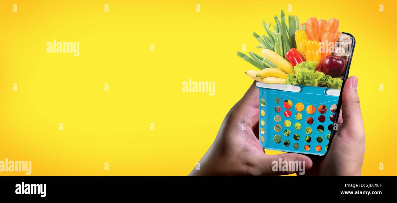 ordering grocery online shopping purchase healthy food shopping ...