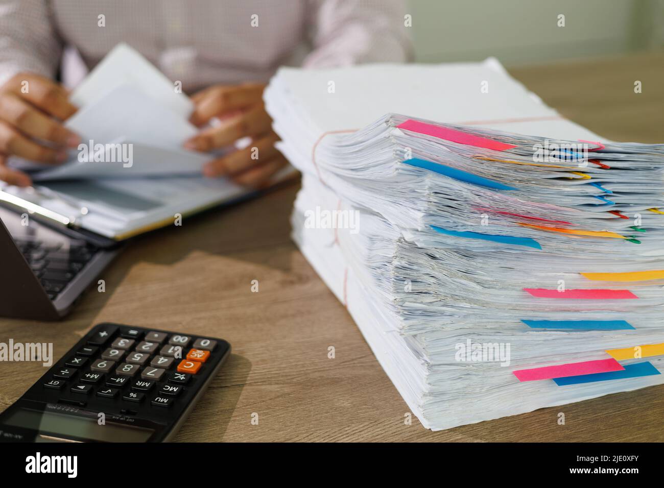 Business Documents concept document achieves on folders papers at busy ...