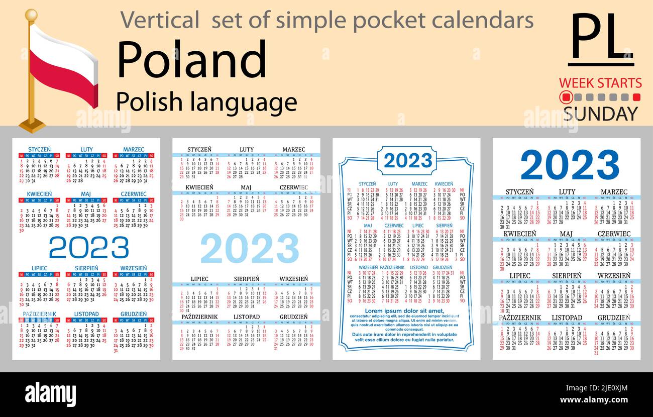 Polish vertical pocket calendar for 2023 (two thousand twenty three ...