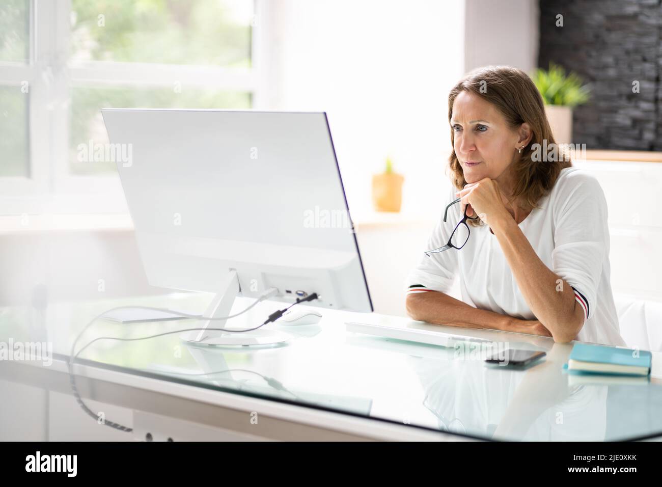 Virtual Remote Video Call With Staff On Computer Stock Photo - Alamy