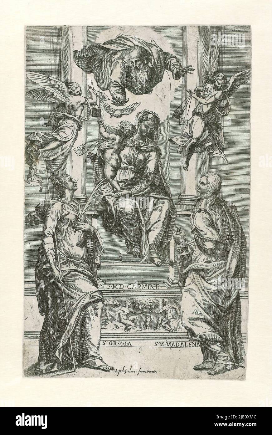 Mary with Child and Saints Ursula and Mary Magdalene, Crowned Mary in a ...