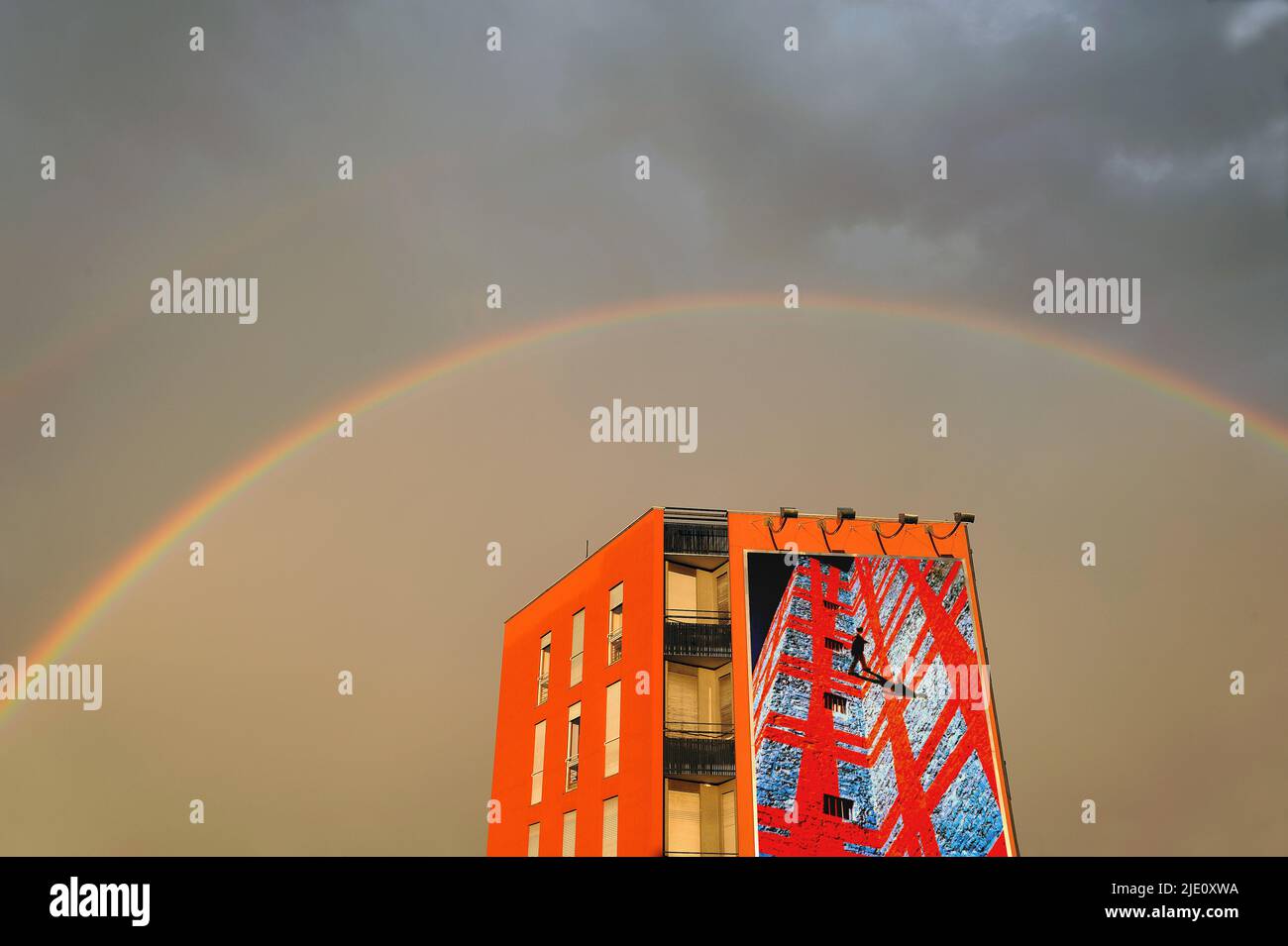 Milan, building with rainbow Stock Photo - Alamy