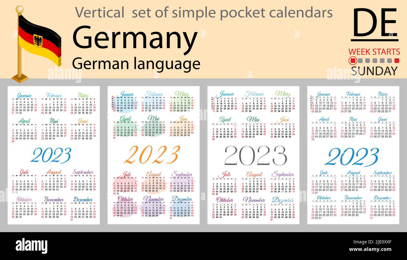 German vertical pocket calendar for 2023 (two thousand twenty three ...