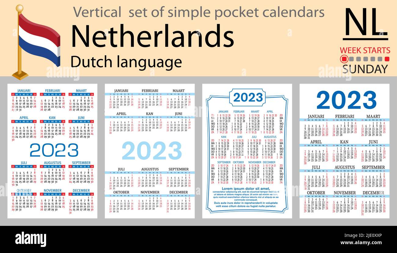Dutch vertical pocket calendar for 2023 (two thousand twenty three ...