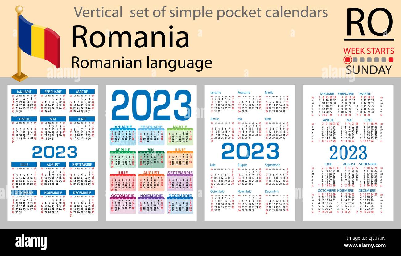 Romanian vertical pocket calendar for 2023 (two thousand twenty three ...