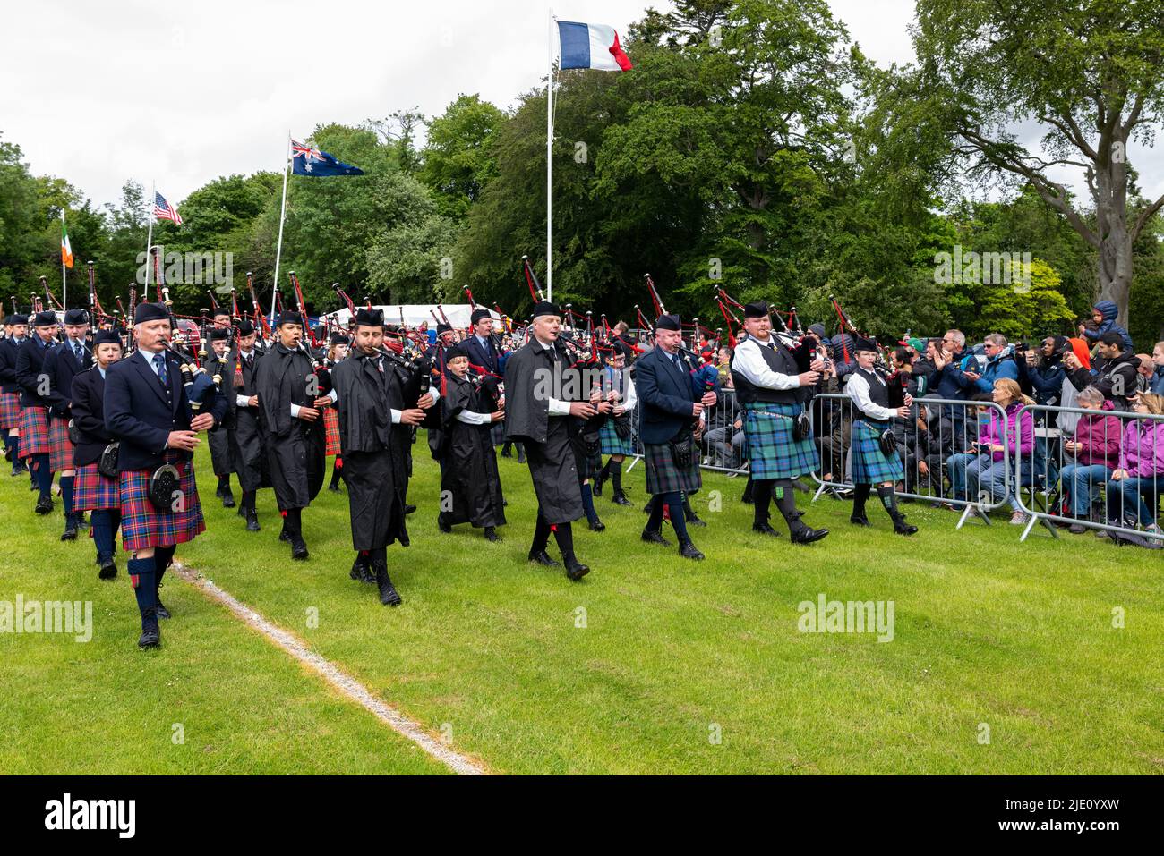 19 June 2022. Hazlehead, Aberdeen, Scotland. This is the massed Pipe ...