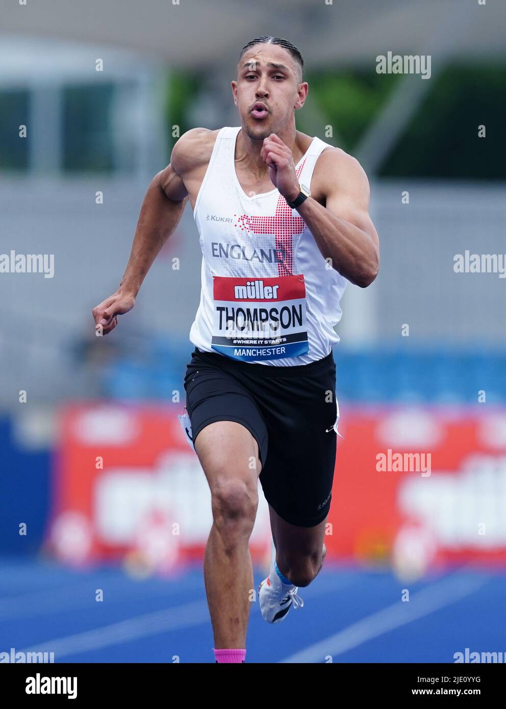 Elliot Thompson in the Men's Decathlon 100m Heats during day one of the ...