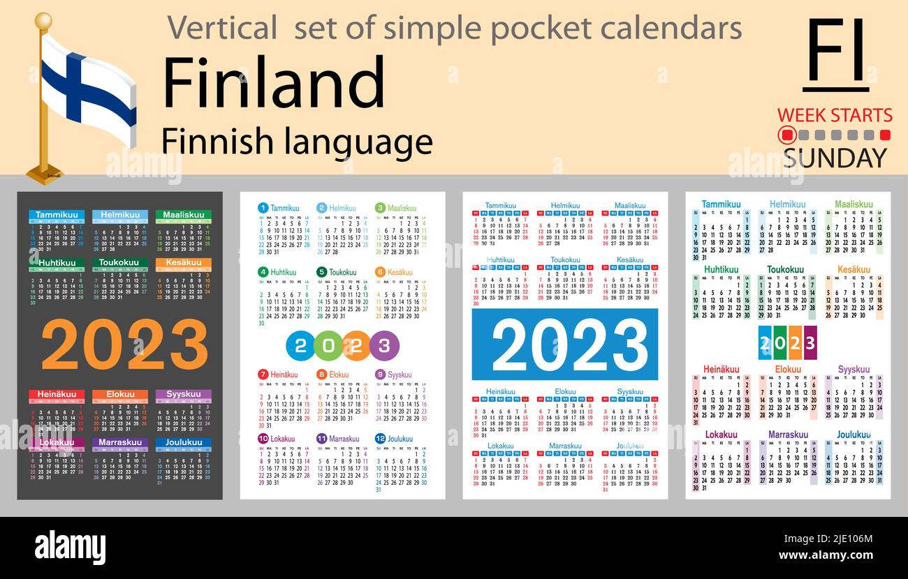 Finnish vertical pocket calendar for 2023 (two thousand twenty three ...