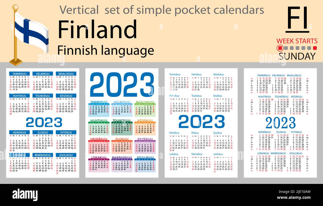 Finnish vertical pocket calendar for 2023 (two thousand twenty three ...