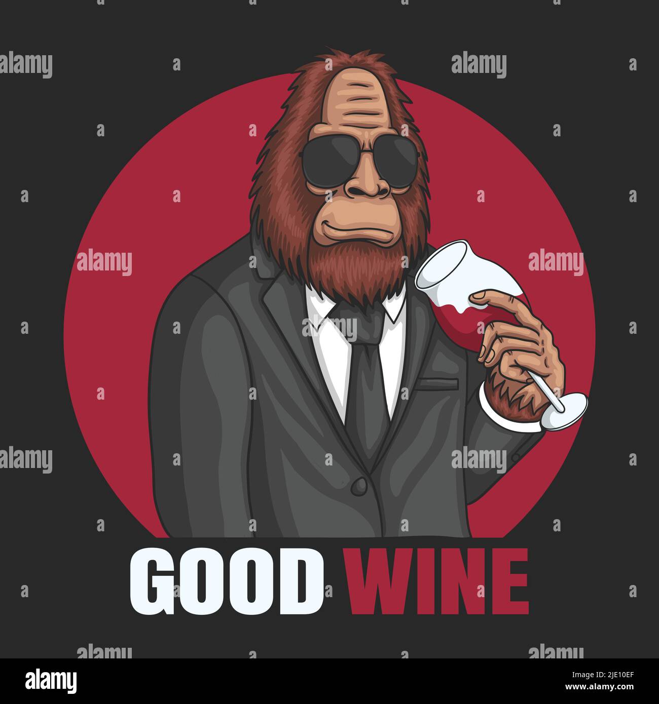 Bigfoot smell the scent red wine retro vector illustration Stock Vector ...