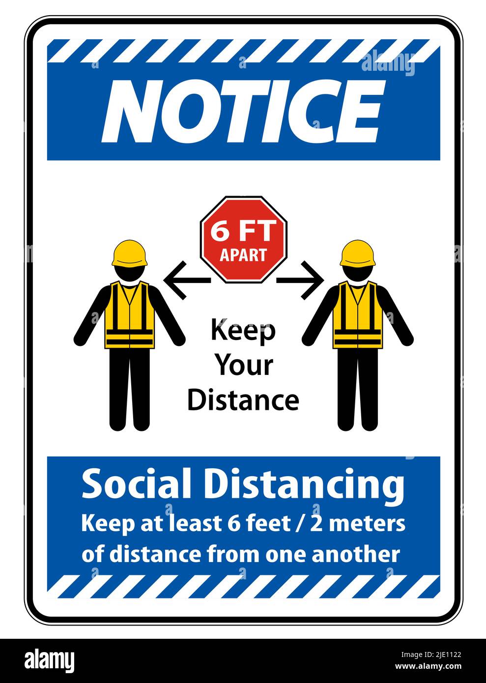 Notice Social Distancing Construction Sign Isolate On White Background ...