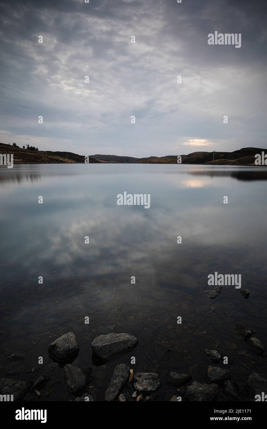 Cloud reflected in Loch na Deasport, Balallan, Isle of Lewis, Outer ...