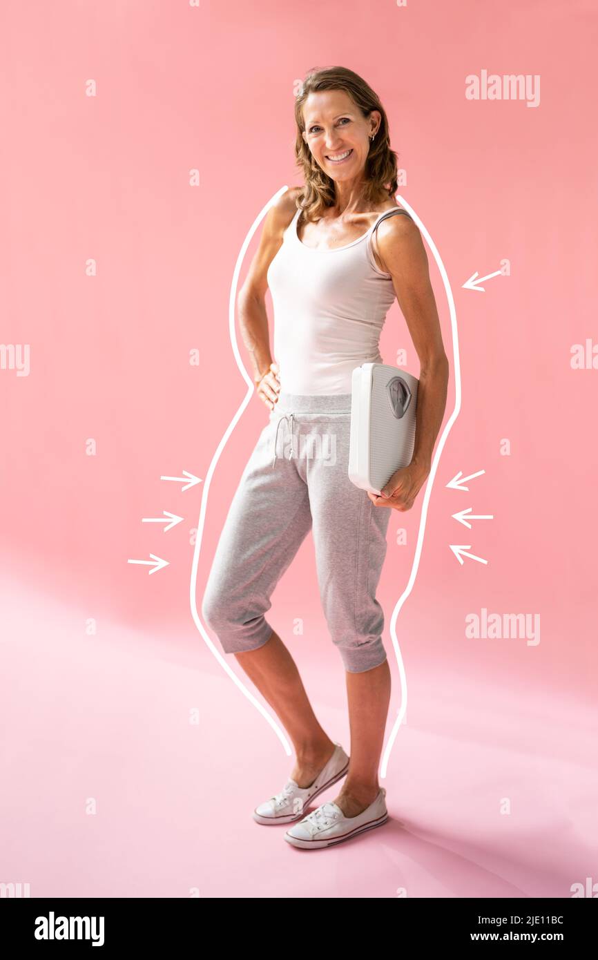 Woman Weight Loss And Slim Concept. Lose Fat Stock Photo - Alamy