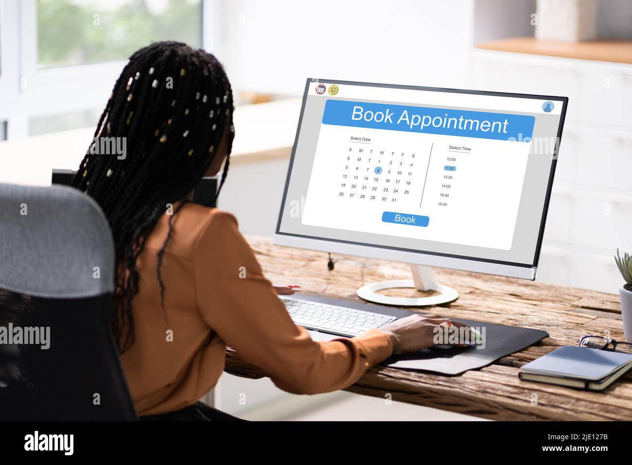 Booking Meeting Appointment On Laptop Computer Online Stock Photo - Alamy