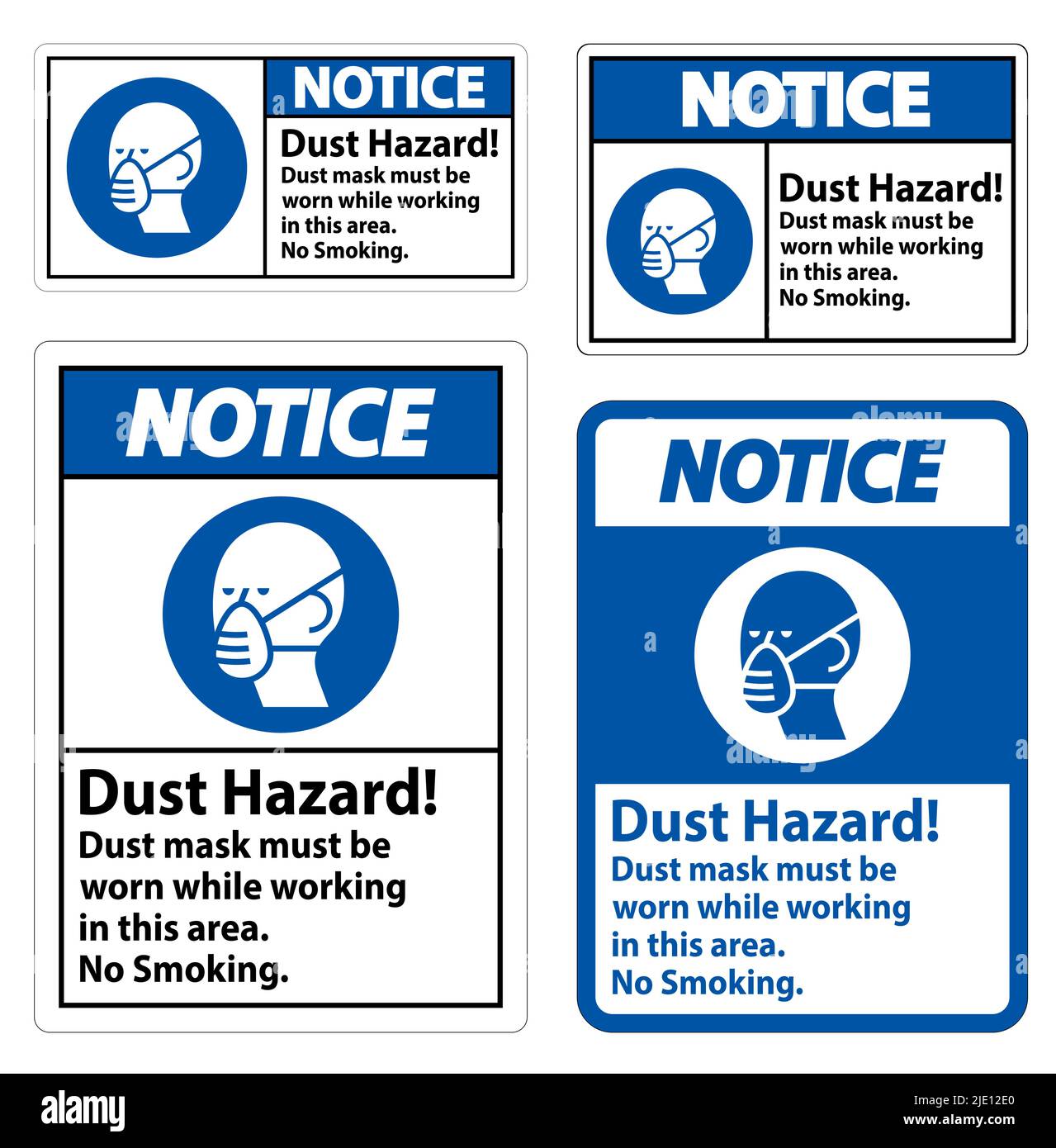 Notice No Smoking Sign Dust Hazard Dust Mask Must Be Worn While Working ...