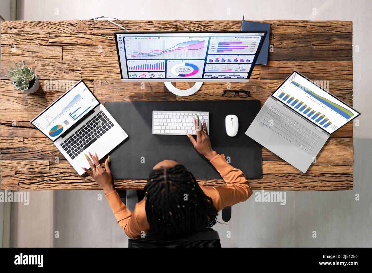 Financial Business Analytics Data Dashboard. Analyst Woman Stock Photo ...