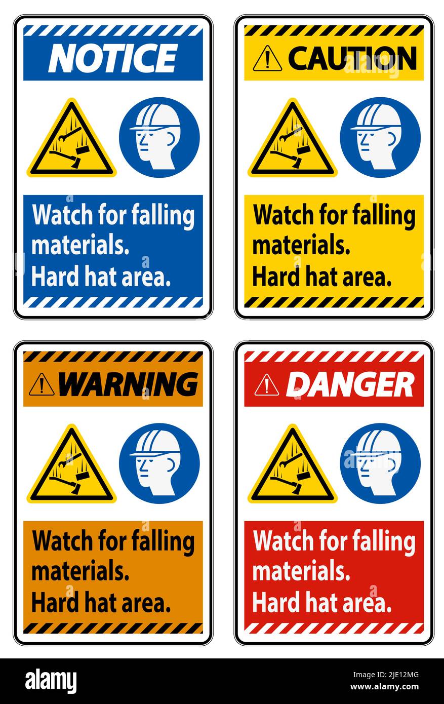 Warning Sign Watch For Falling Materials, Hard Hat Area Stock Vector ...
