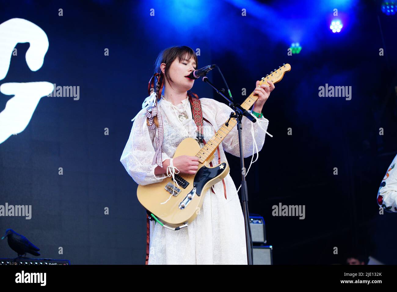Rhian Teasdale of Wet Leg performing on the Park Stage during the ...