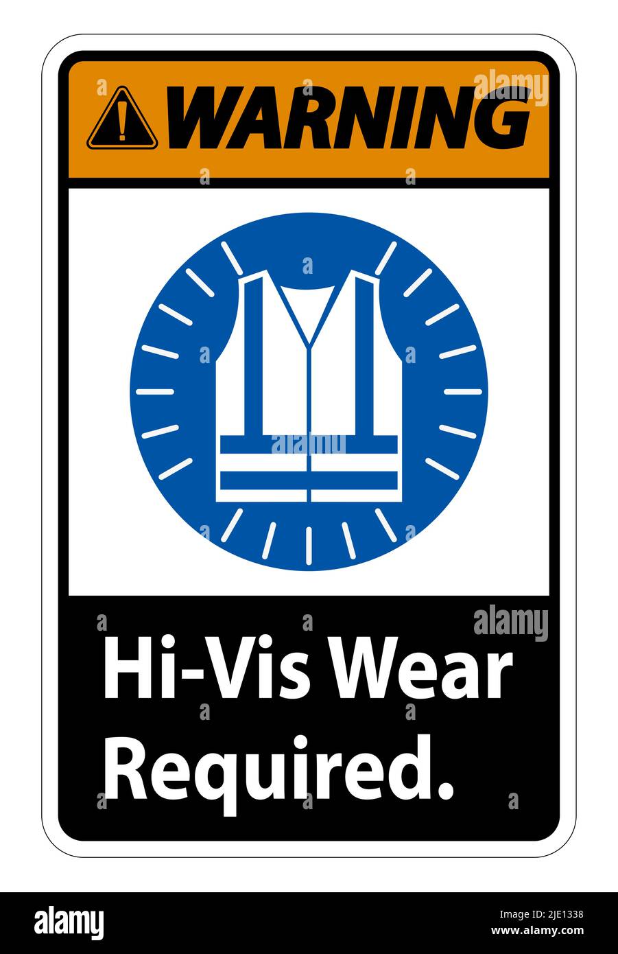 Warning Sign Hi-Vis Wear Required on white background Stock Vector ...