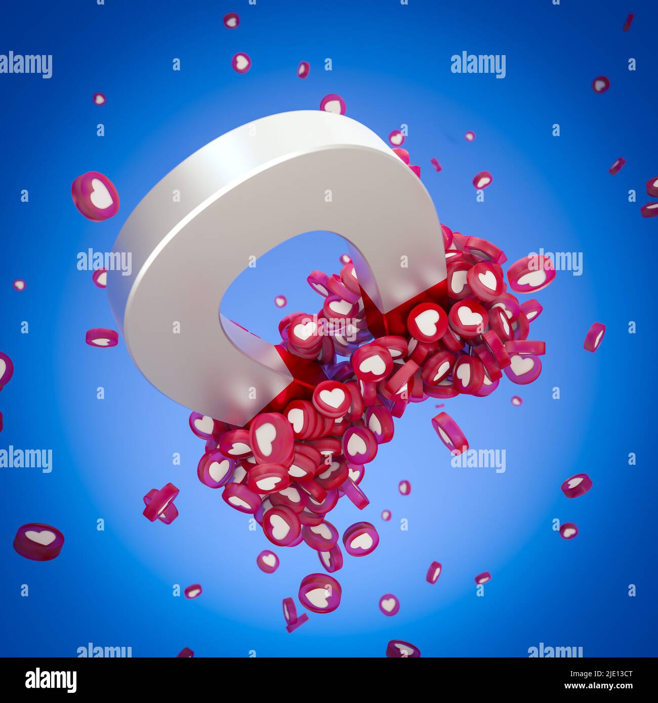 big magnet active icons with heart. 3d render Stock Photo - Alamy
