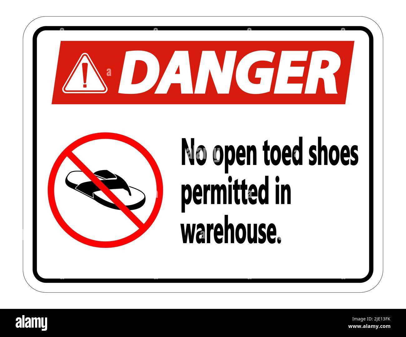 Danger No Open Toed Shoes Sign on white background,vector illustration ...
