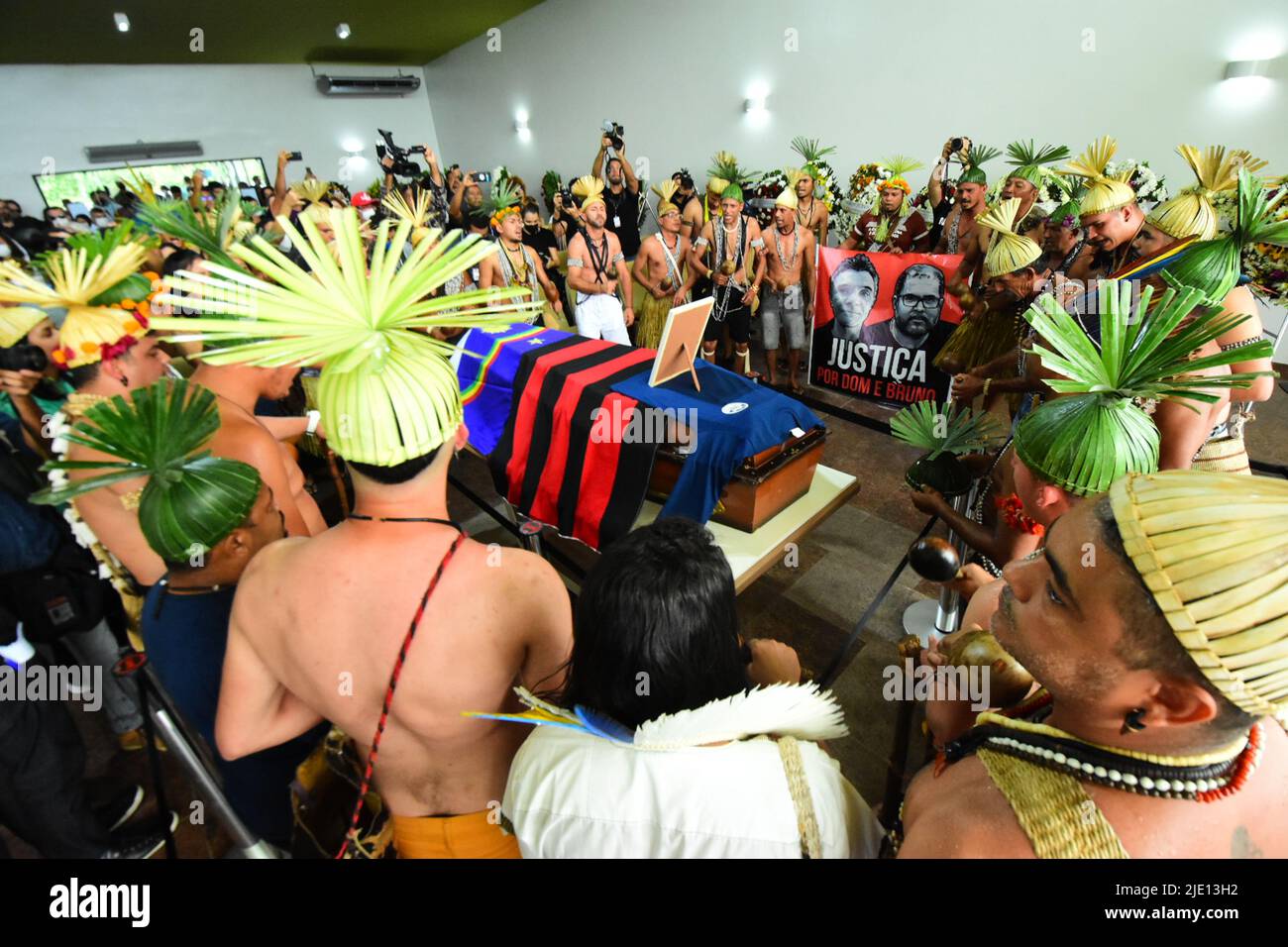 Recife, Brazil. 24th June, 2022. The Corps of indigenist Brono Pereira ...