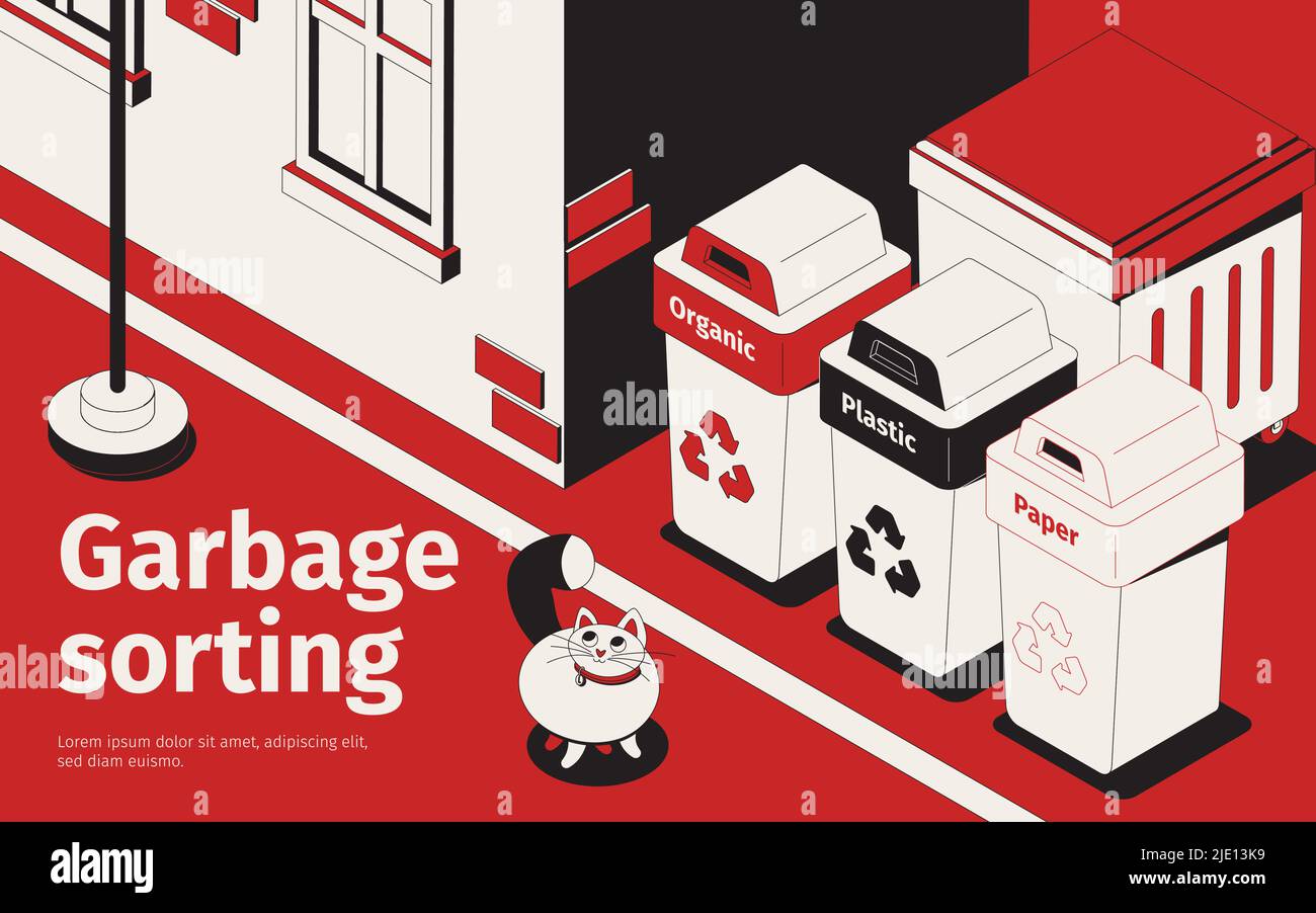 Proper recycling waste sorting garbage bins for paper plastic compost ...