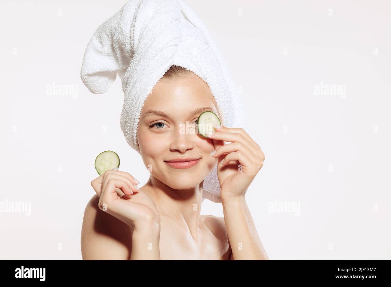 Adorable young woman with well-kept young skin and without makeup ...