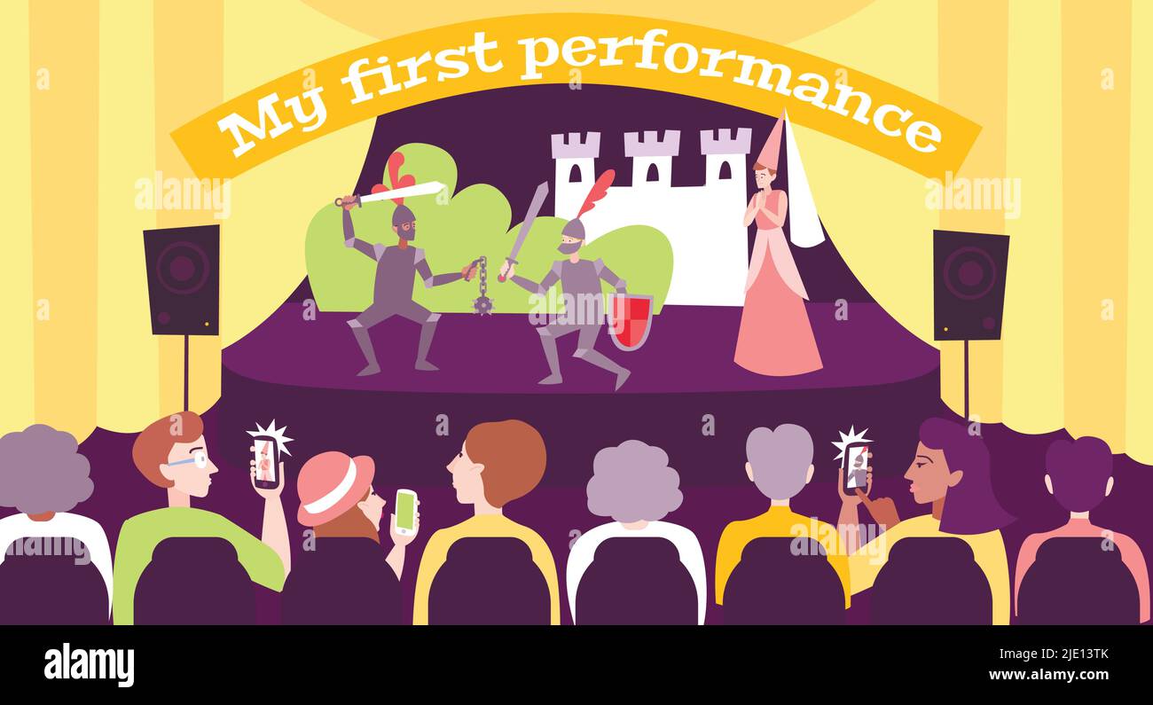 My first performance flat background with children playing on stage and ...