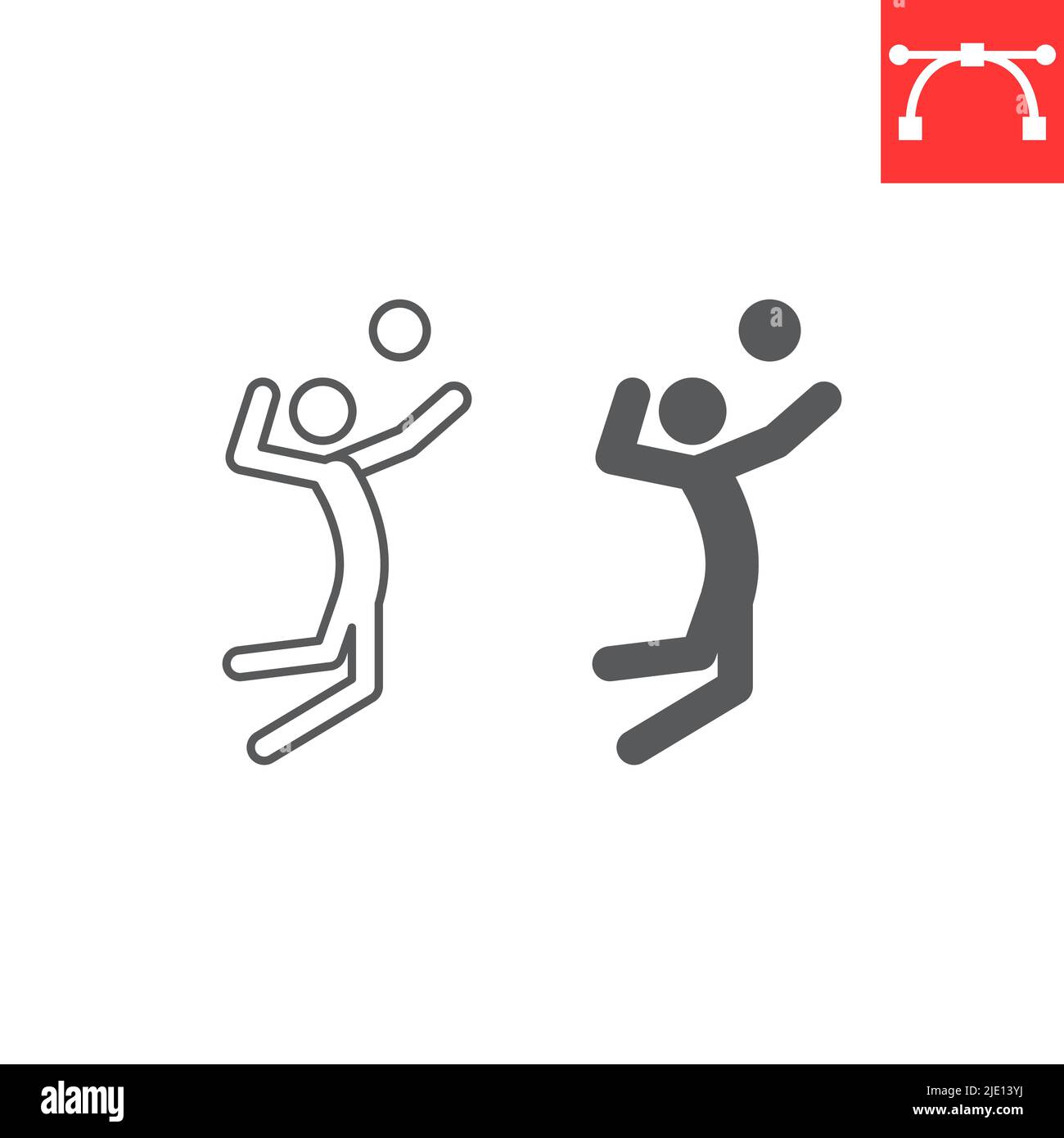 Volleyball sport line and glyph icon, sport and play, man playing ...