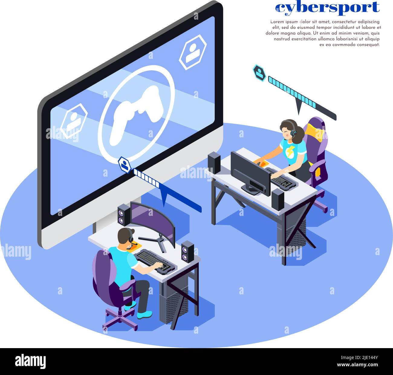 Cybersport isometric and colored composition with abstract online ...