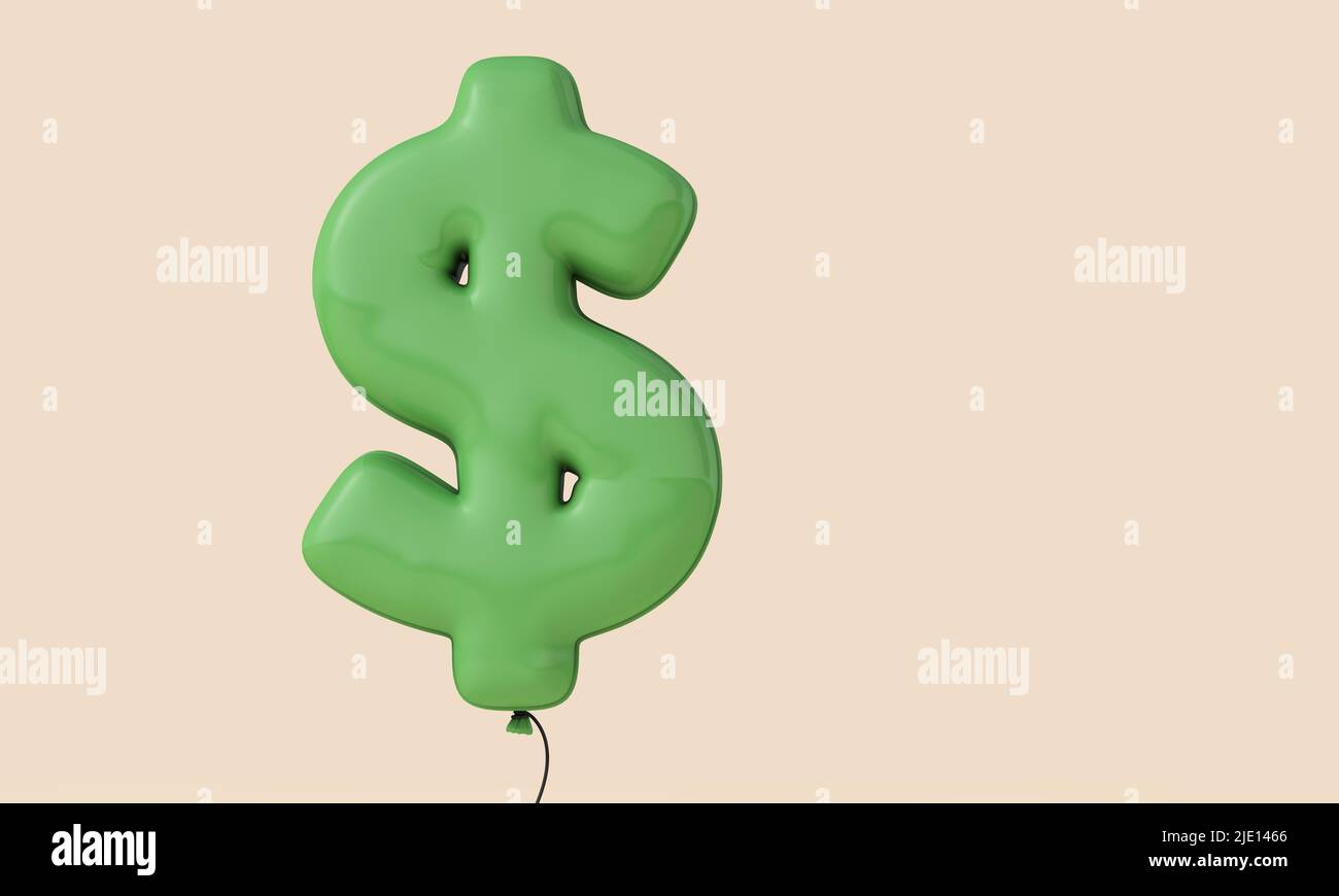Dollar currency sign floating balloon. Inflation concept. 3D Rendering ...